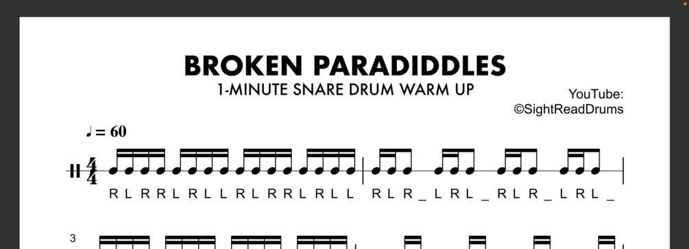 1-Minute Snare Drum Warm Up – Broken Paradiddles