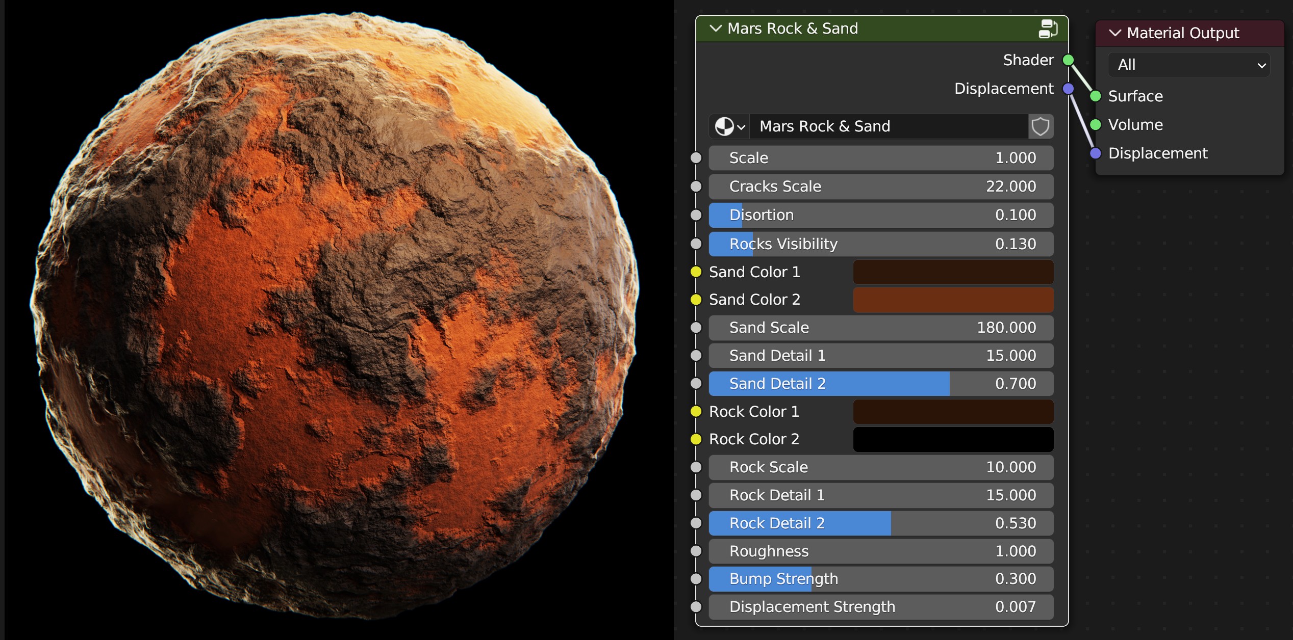 Procedural Mars Rock & Sand Material