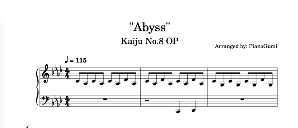 Kaiju No. 8 OP - "Abyss" - EASY Piano Sheet Music