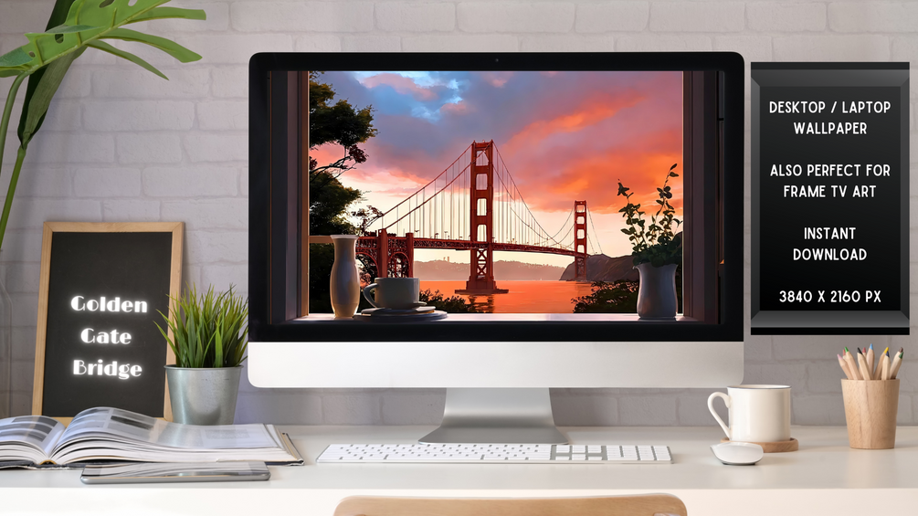 GOLDEN GATE BRIDGE - Desktop/Laptop Wallpaper / Frame TV Art / Zoom ...