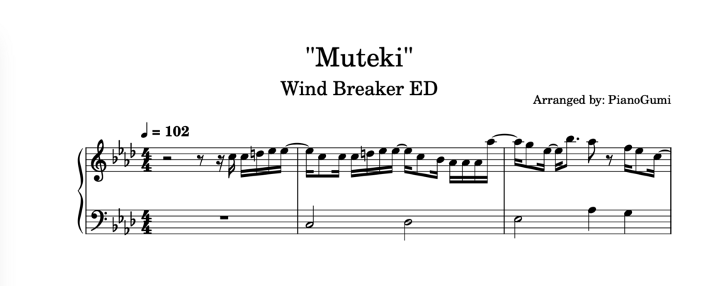 Wind Breaker ED - "Muteki" - EASY Piano Sheet Music