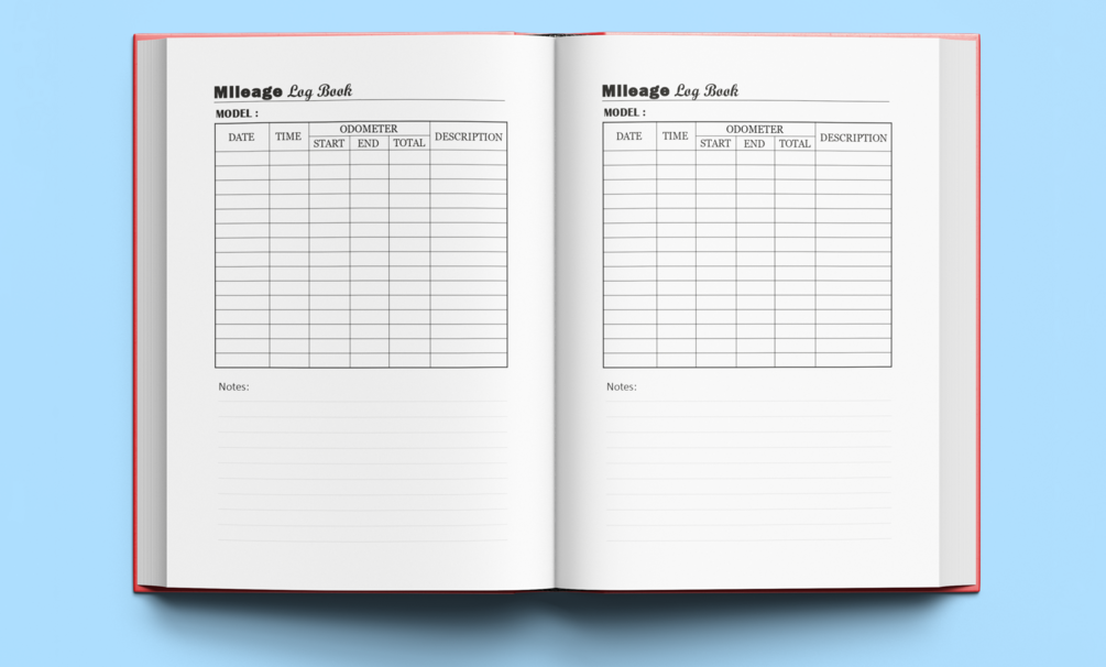 Mileage Log Book KDP Interior Template, Size 6x9 Inches with 120 Pages ...