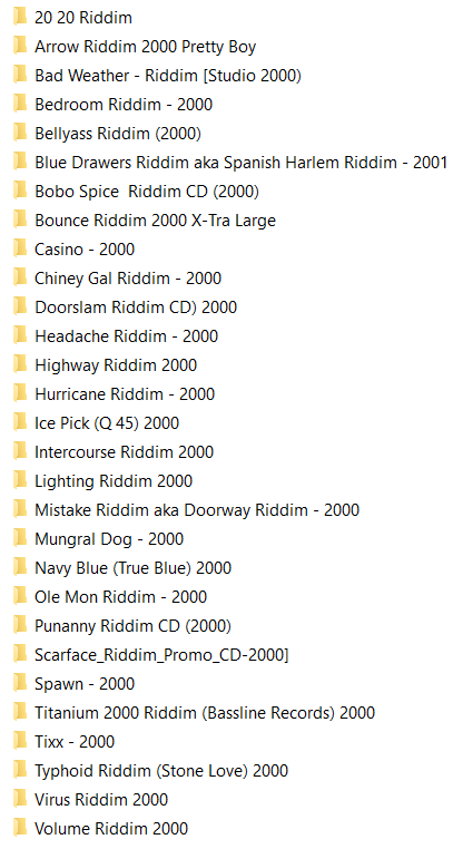 BEST OF 1996 - 2000 DANCEHALL RIDDIMS PACK