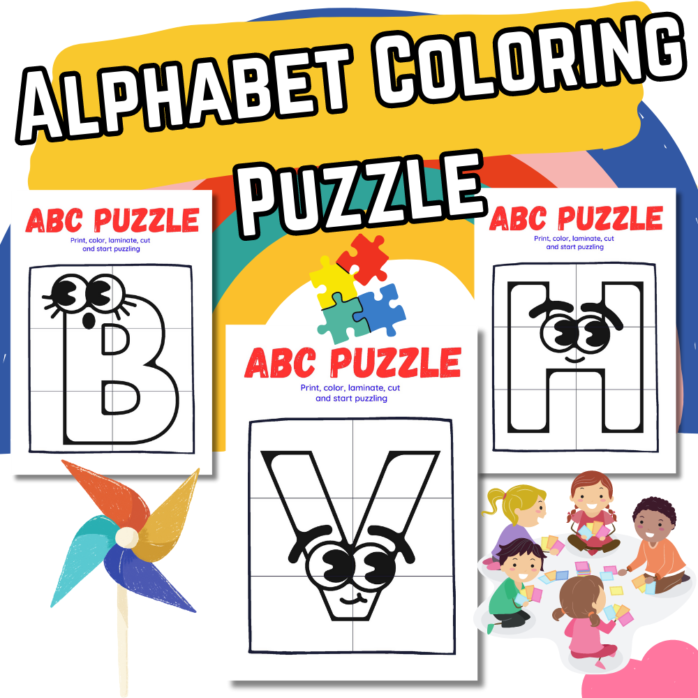 Alphabet Coloring Puzzle Set, Print, color, laminate, cut and start ...