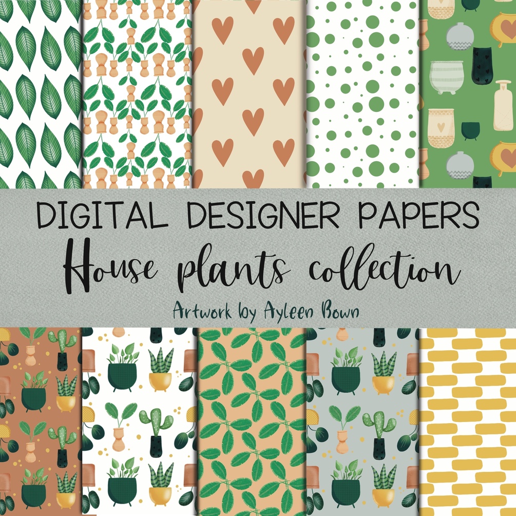10 Digital Paper - house plants Scrapbook Paper