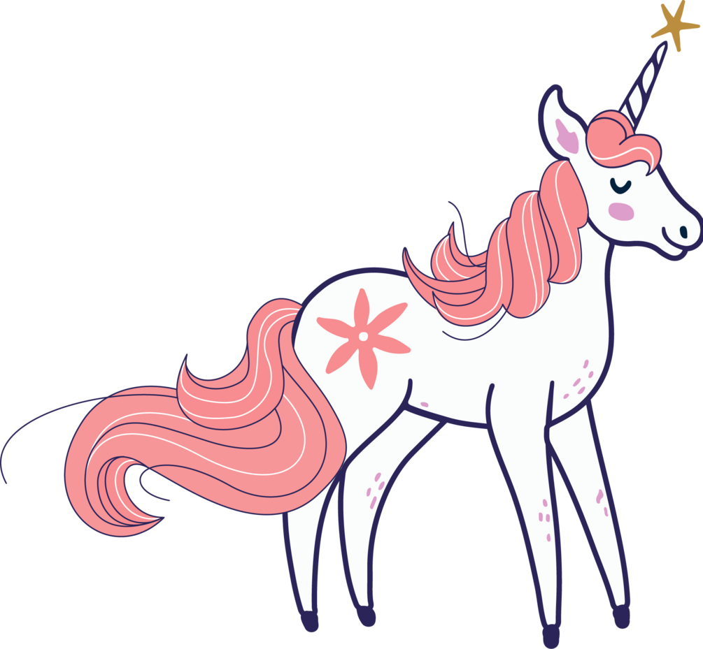 Red Unicorn Design Element