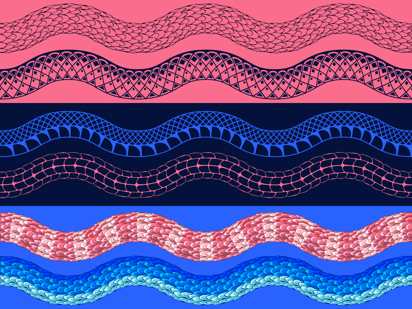 Seamless Snake Brush Pattern for Adobe Illustrator