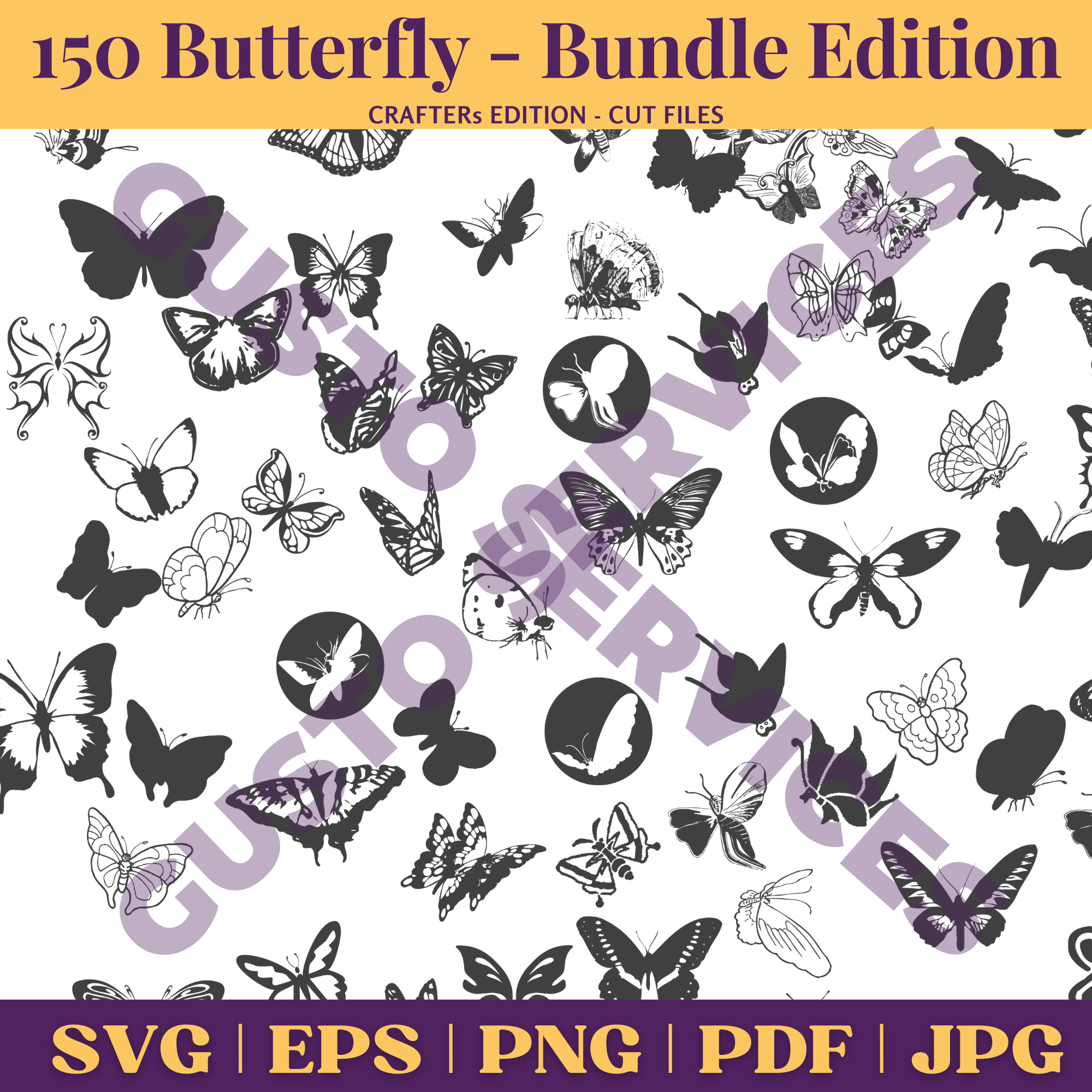 Butterflies SVG Bundle - Butterfly Clipart, Cut File, Silhouette Vector ...