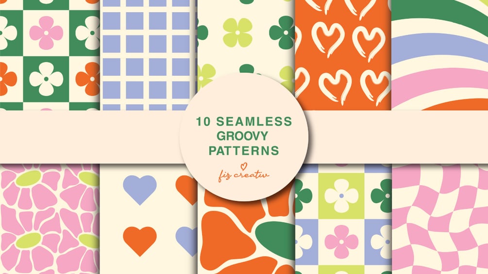 Groovy Patterns- Pack of 10 colorful Groovy Patterns
