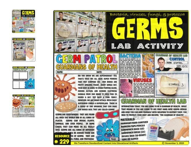 GERM LAB ACTIVITY: BACTERIA, VIRUSES, FUNGI, & PROTOZOA