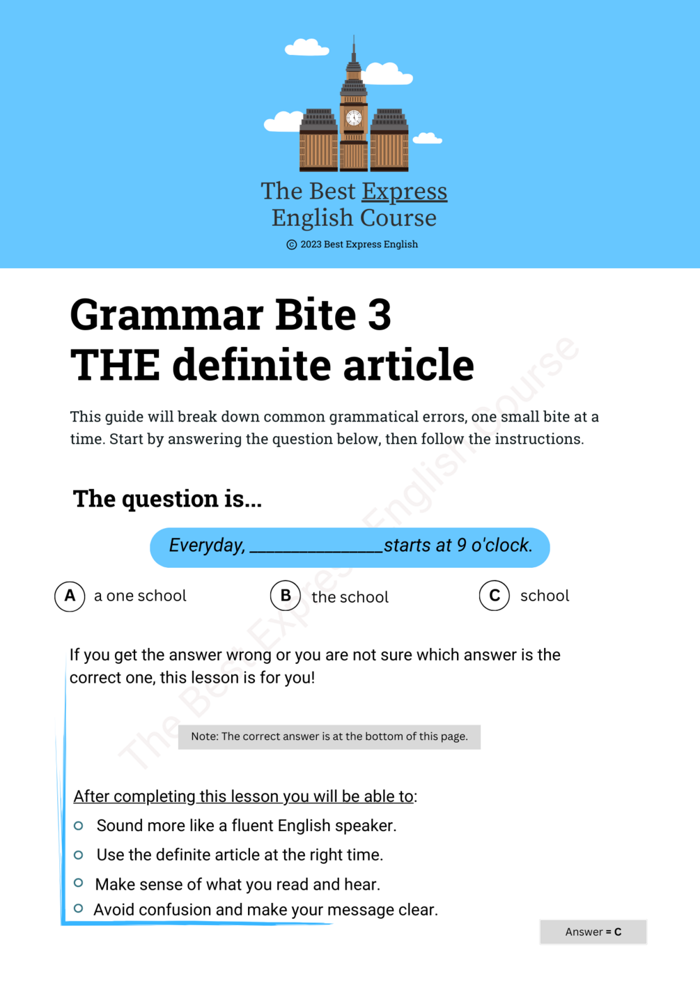 Grammar Bite 3 THE (definite article)