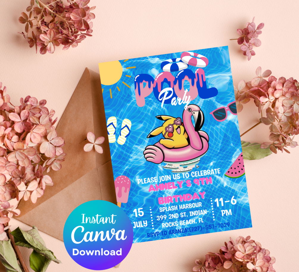 Sonic Pool Birthday Invitation | Exciting and Customizable Summer Party ...