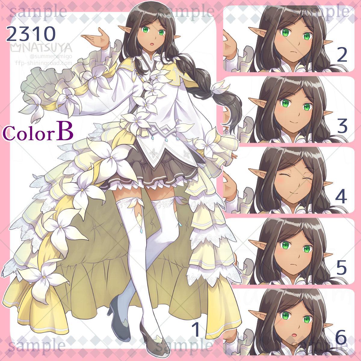 Anime Character Art Pack: 2310-colorA/B - 6 Expressions | Image: Woman ...