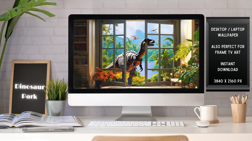 DINOSAUR PARK - Desktop/Laptop Wallpaper / Frame TV Art / Zoom Background