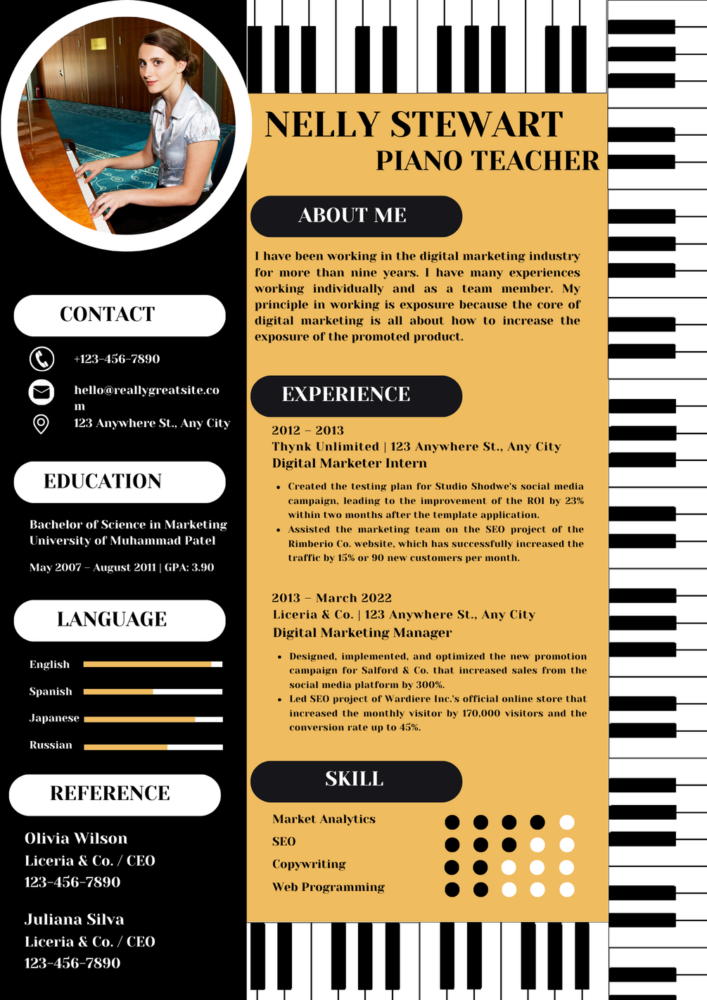 Resume Piano Teacher Template 🎹