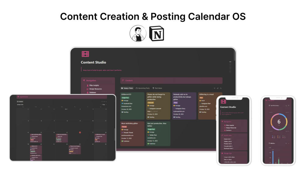 Content Creation & Posting Calendar OS - Keep track of what to post ...