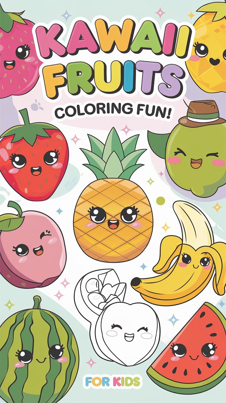 Kawaii fruits 2 - 25 coloring pages
