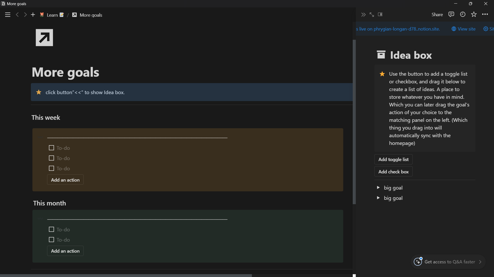 Simple notion template for student
