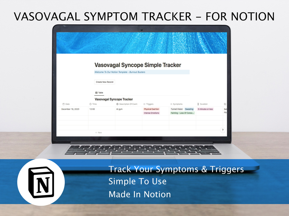 Vasovagal Symptom & Trigger Tracker - Notion Template