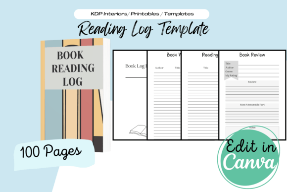 KDP Reading Log Interior Template Bundle