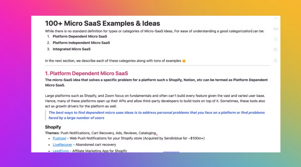 Micro SaaS Examples and Ideas