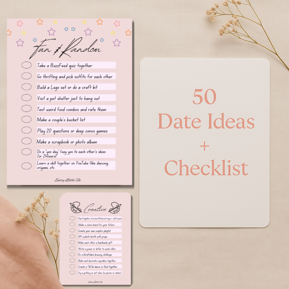 50 Date Ideas Checklist for Couples – Printable PDF – Fun & Aesthetic ...