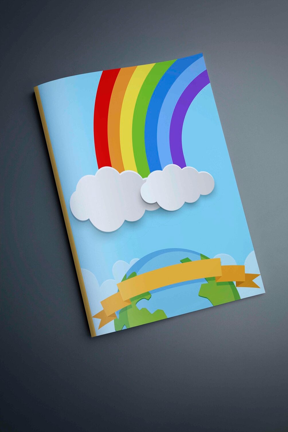 Cartoonic Rainbow, Clouds, Earth and Ribbon with Beautiful Sky Style ...