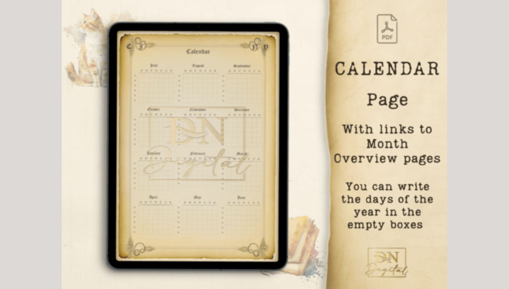 Undated Vintage Daily Digital Planner