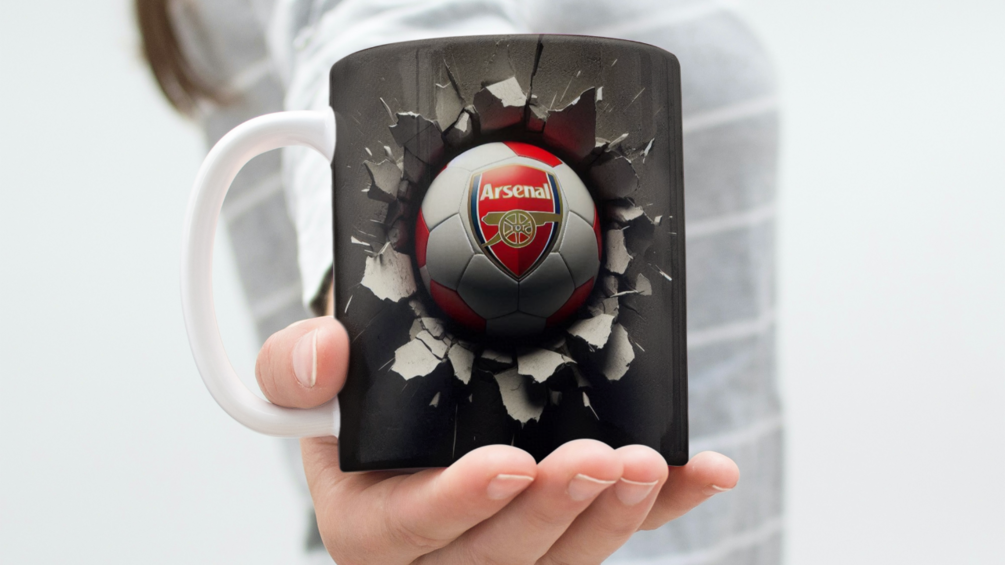 3D Effect Arsenal Logo Mug Wrap - Sublimation Design for 11 oz & 15 oz ...
