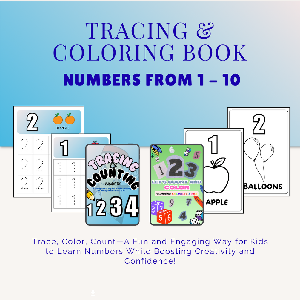 Tracing & Coloring Numbers – 2-in-1 Activity Pack for Kids
