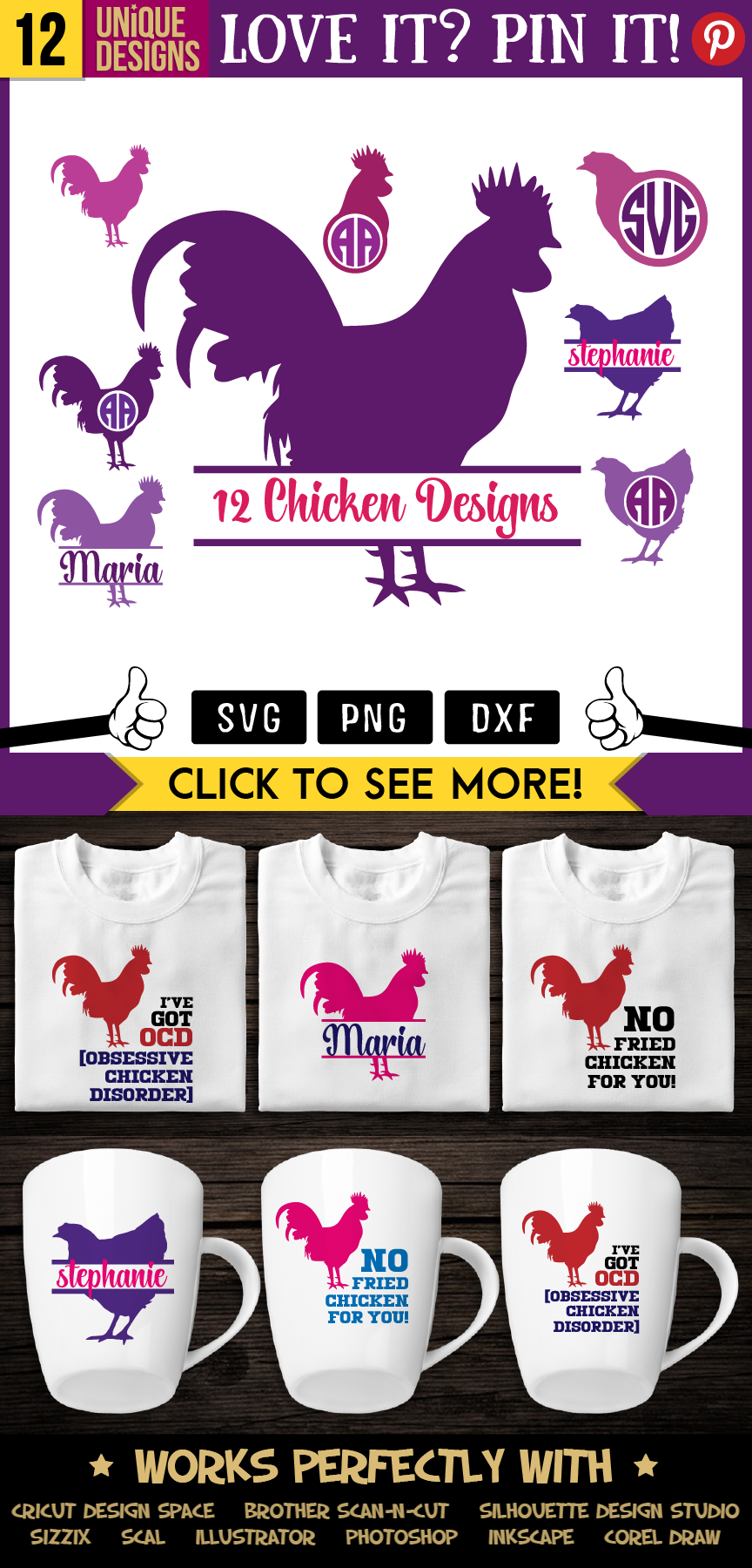 Chicken Svg Cut Files | 12 Designs + Special GIFTS