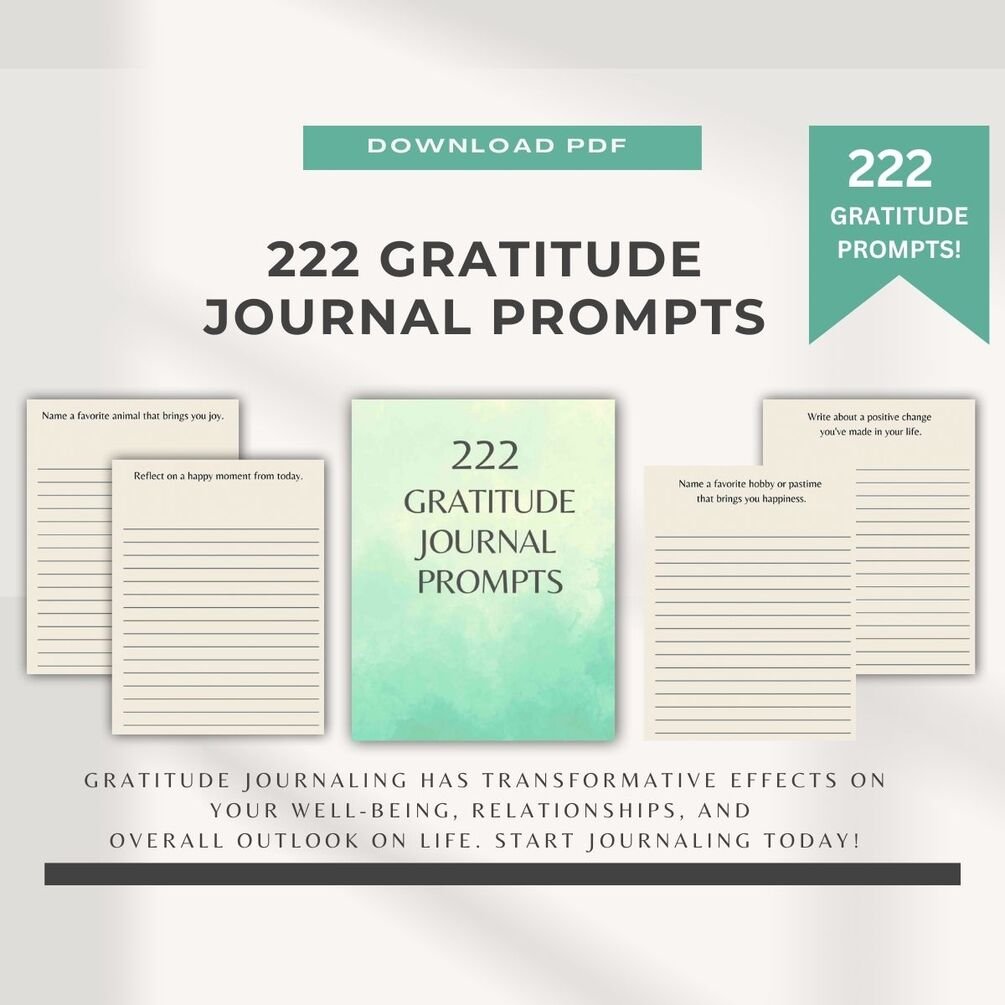222 Gratitude Journal Prompts, Gratitude Journaling, Gratitude Journal ...