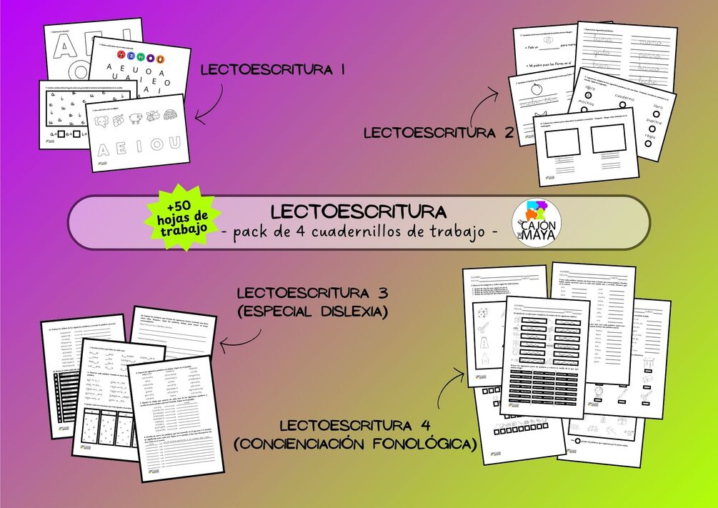 Pack de lectoescritura (4 cuadernillos de trabajo)