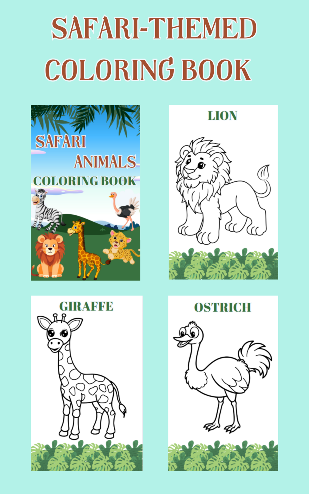 Safari-Themed Coloring Book / 10 Pages Fully Customizable Coloring Book