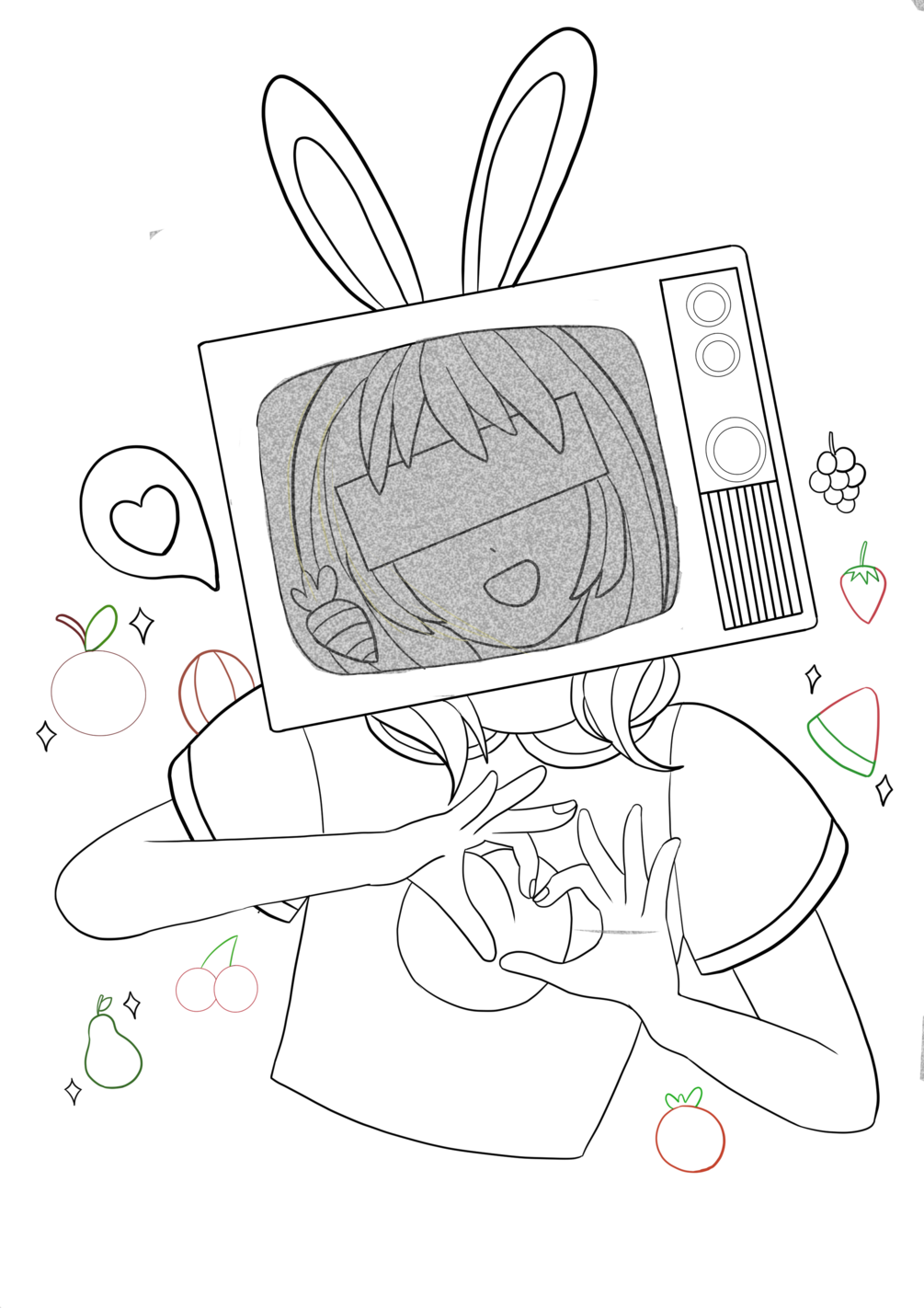 Anime style: original female character colouring pages