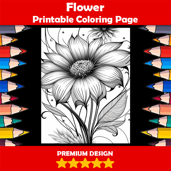 Beautiful Flower Printable Coloring Page For Kids Teens and Adults ...