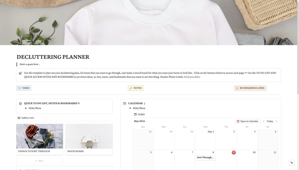 Decluttering Planner | Notion Template | Minimalism