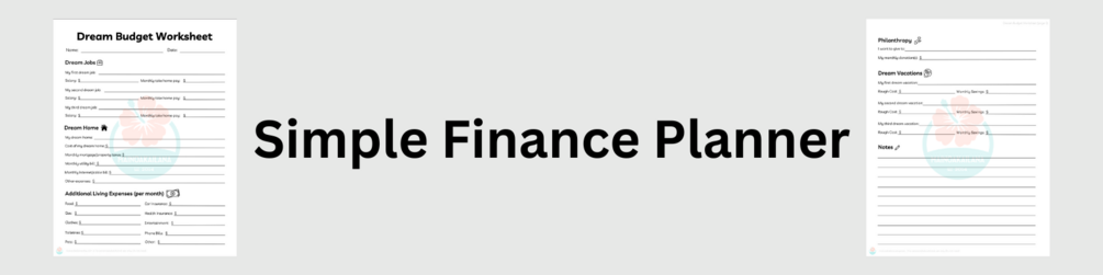 Dream Budget Finance Planner Worksheet