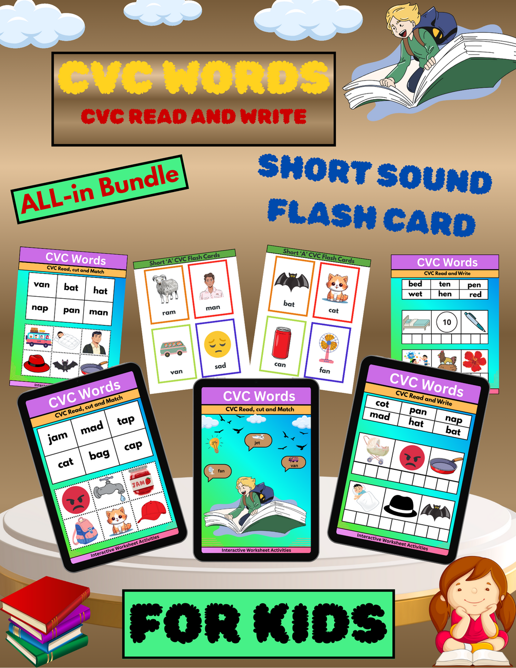 CVC WORDS WITH A SHORT SOUND FLASH CARD