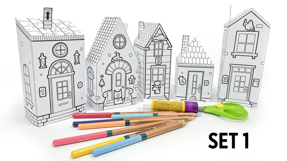 Paper Toy Houses Set 1, Printable Activity Sheets, Paper Craft Kit, Cut ...