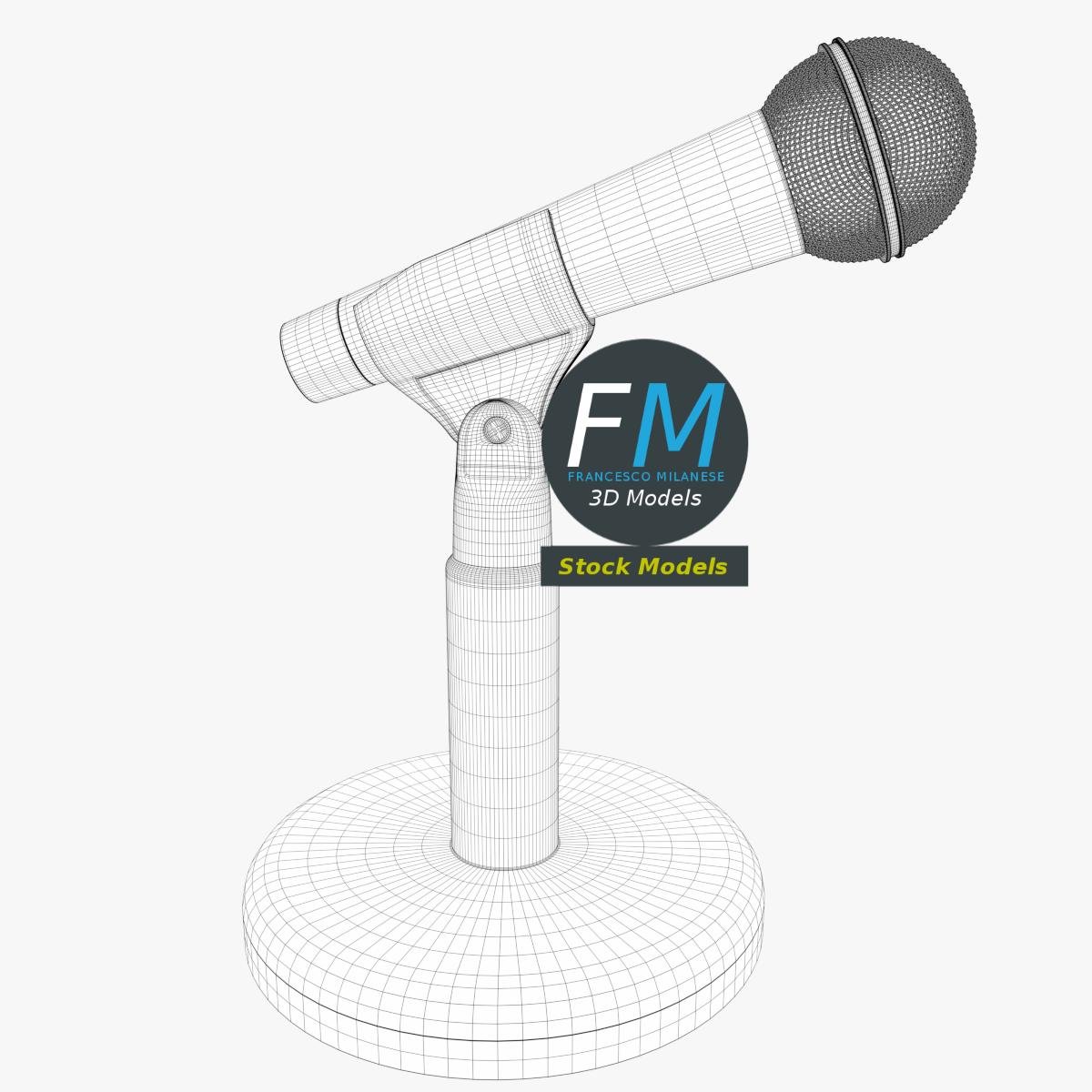 3D MODEL - Microphone on desktop round stand