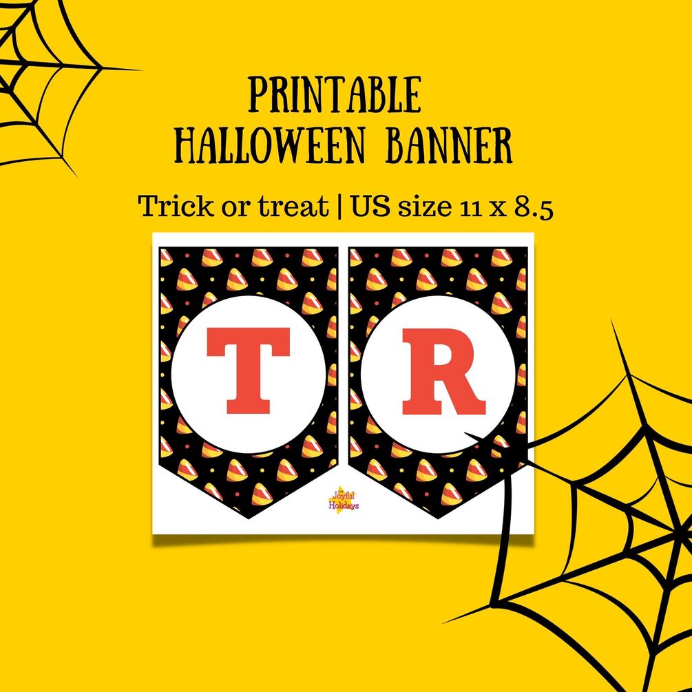 Candy corn Black | Trick or treat | Printable Halloween Banner DIY