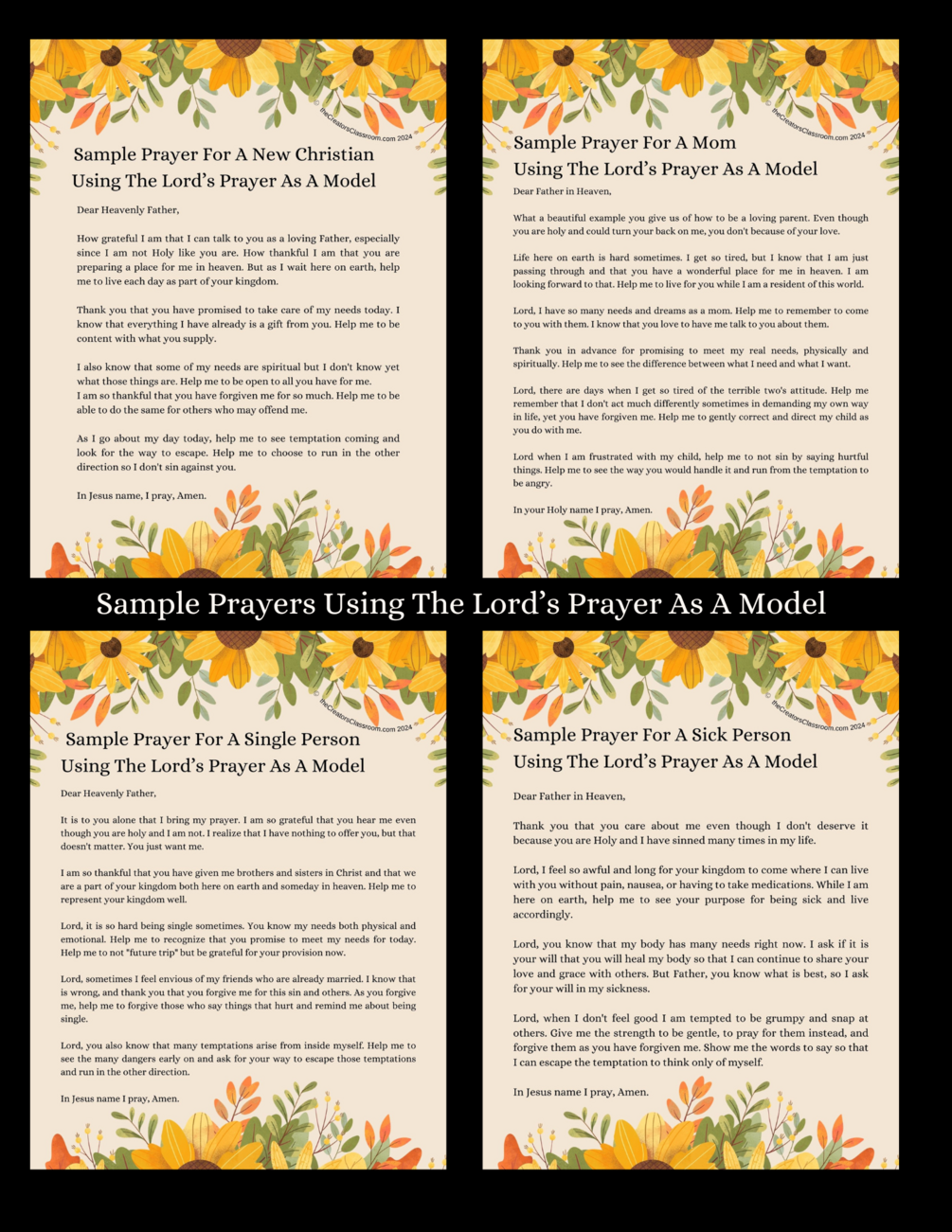 Free! Prayers Using The Lord's Prayer As A Model