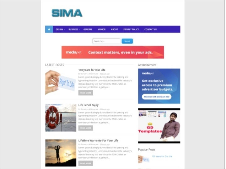 Sima Blogger Template