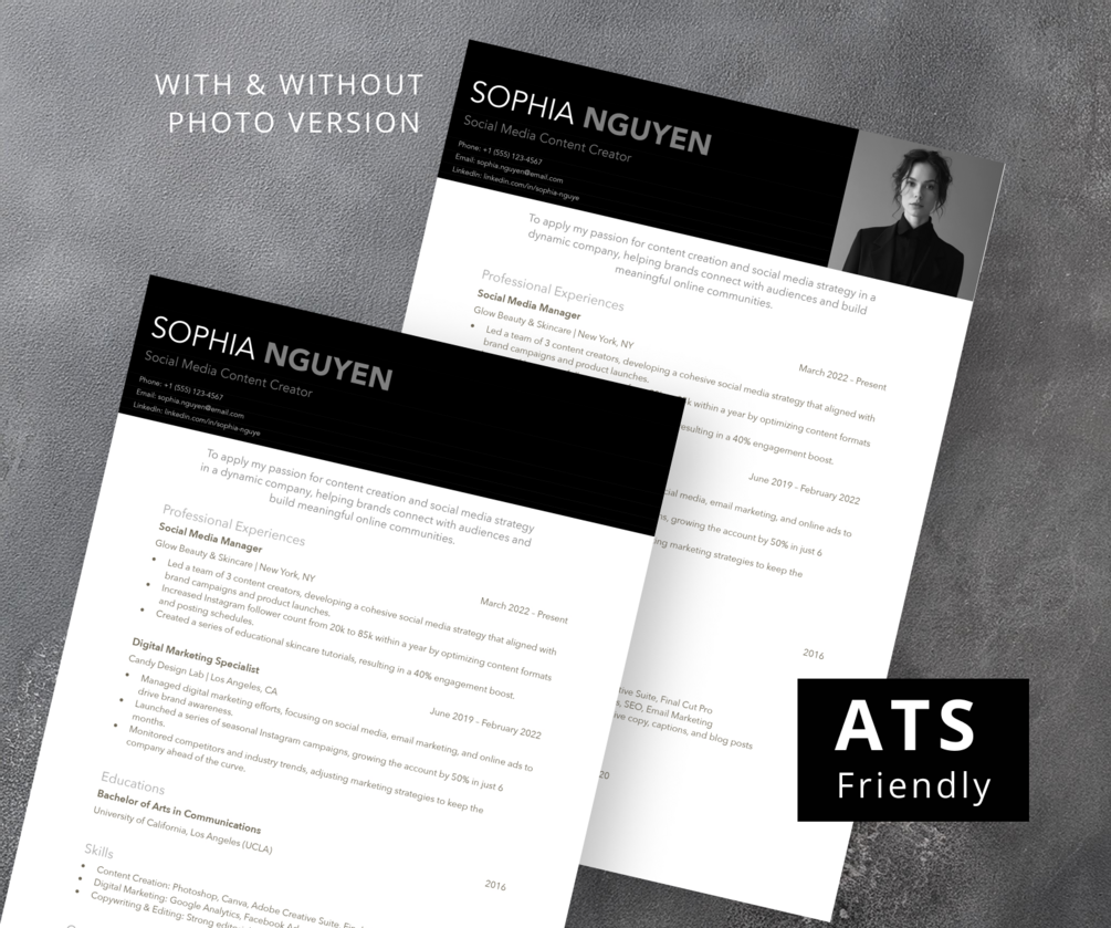 ATS-Friendly Resume Template – Professional and Modern CV | 1 and 2 ...