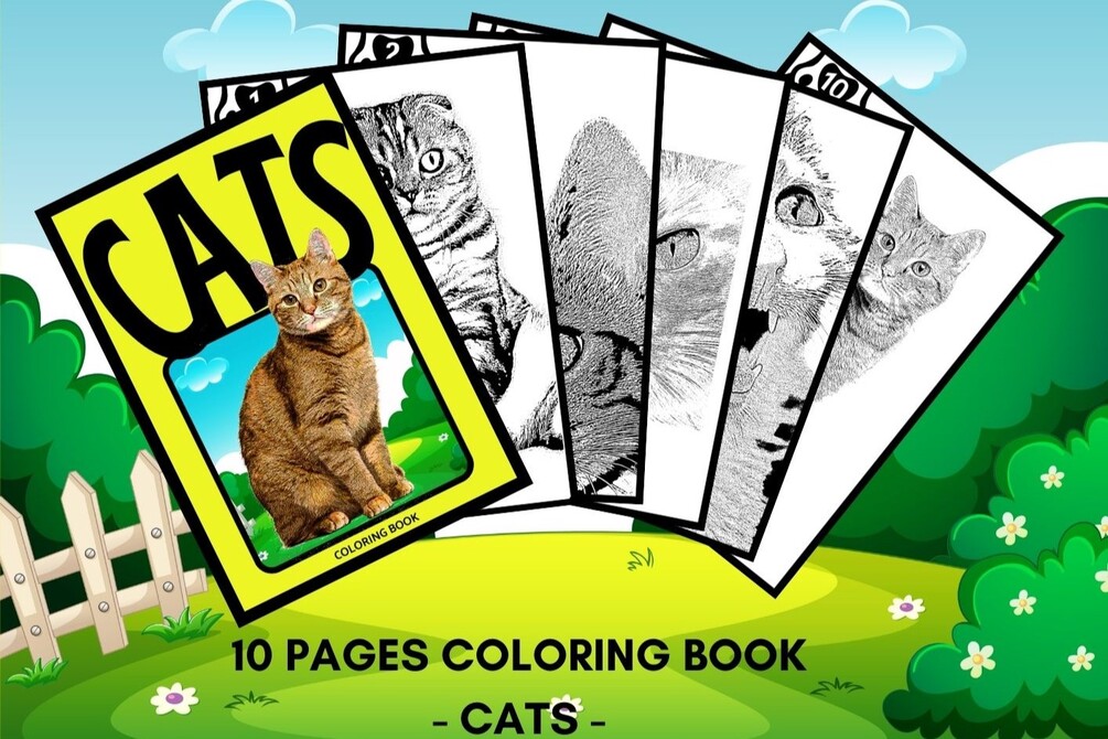 ANIMALS CATS COLORING BOOK FOR KIDS AND ADULTS