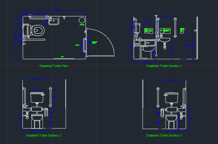 Disabled Toilet Bathroom AutoCAD Block
