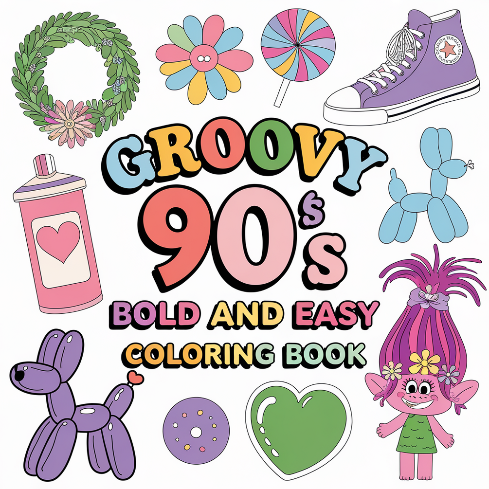 Groovy 90's Coloring Book 80 pages