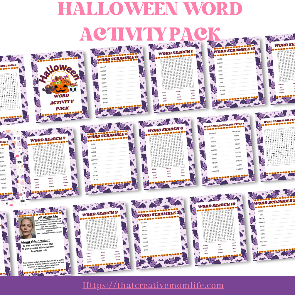 Halloween word activity pack