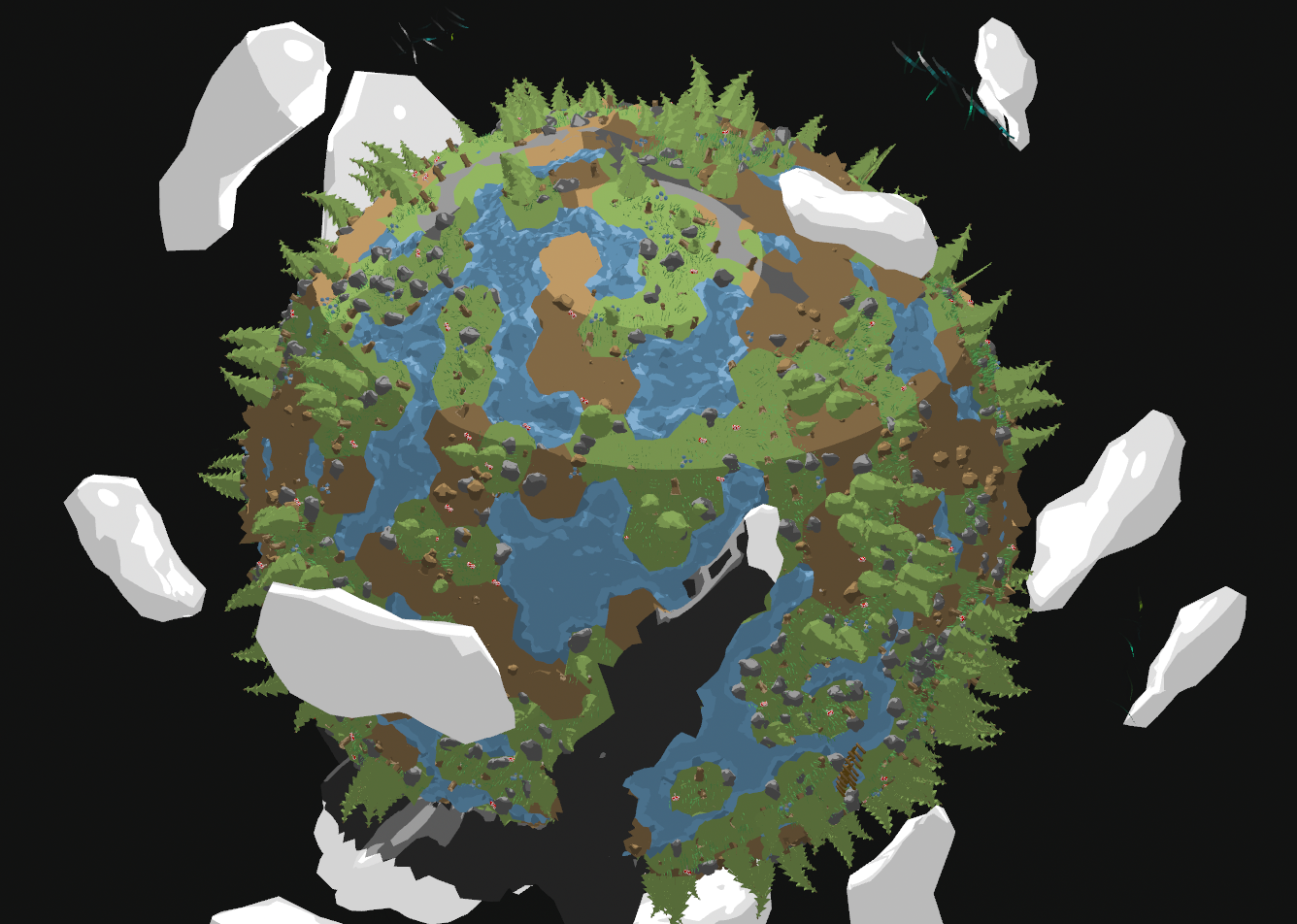 Hexagonal Low Poly Houdini Planet